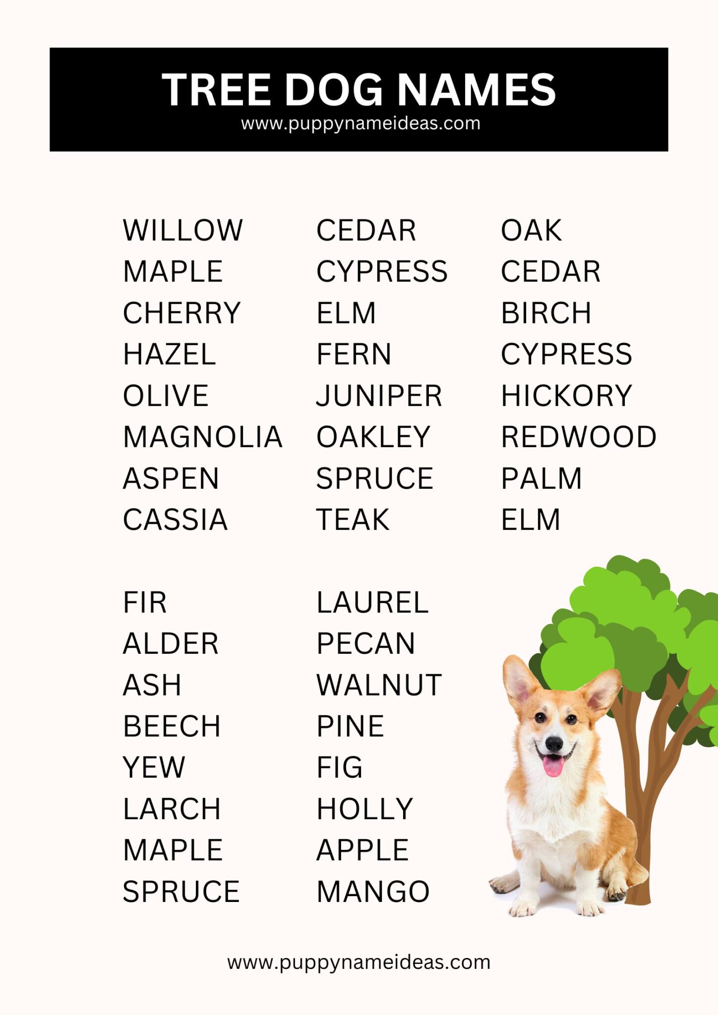 230+ Tree Dog Names - Puppy Name Ideas